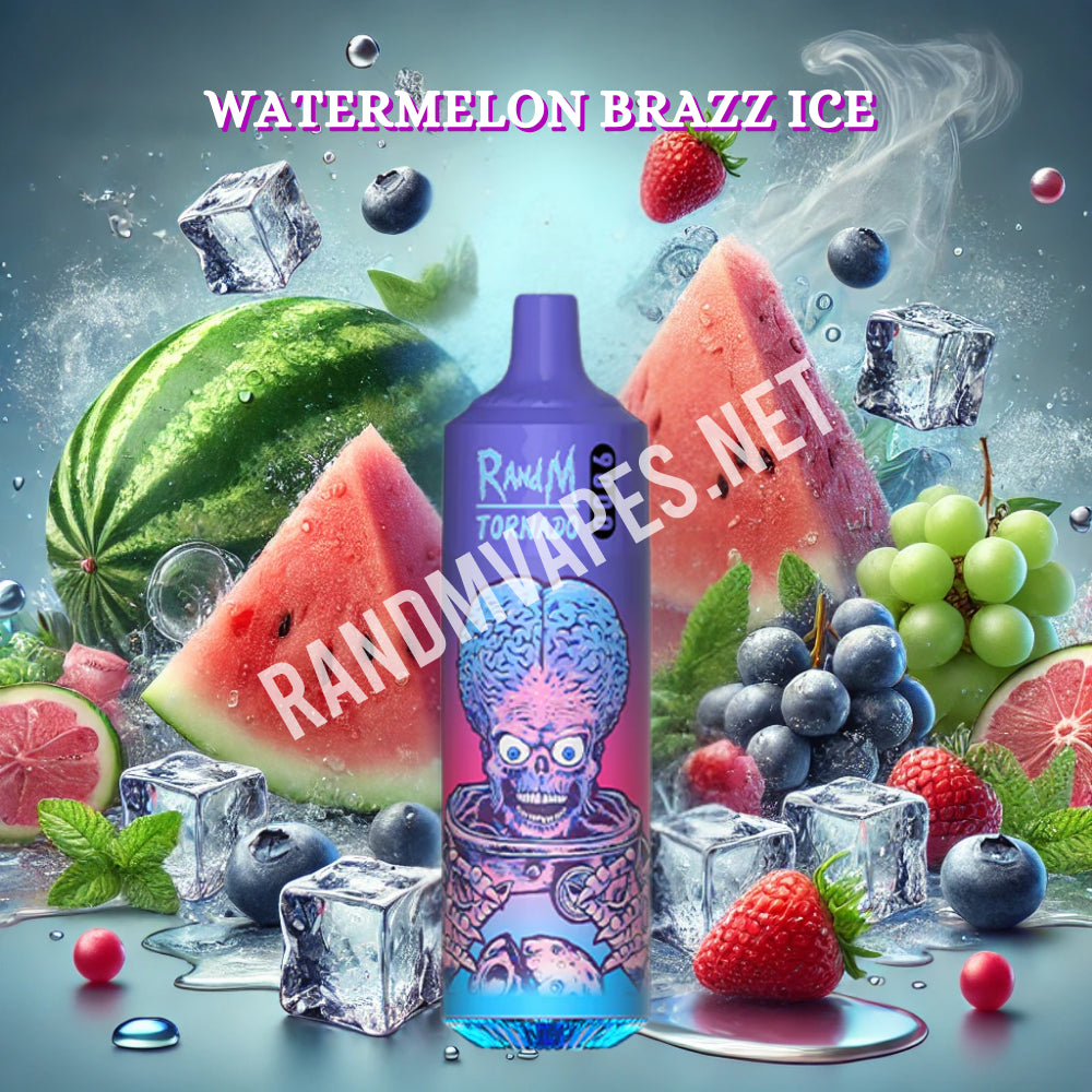 RandM Tornado 9000 Watermelon Brazz Ice🍉🍇🧊 – RandM Tornado Vapes